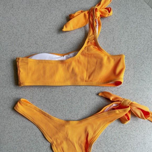 SHEIN | Swim | Shein Yellow Ribbed Cheeky Bikini | Poshmark